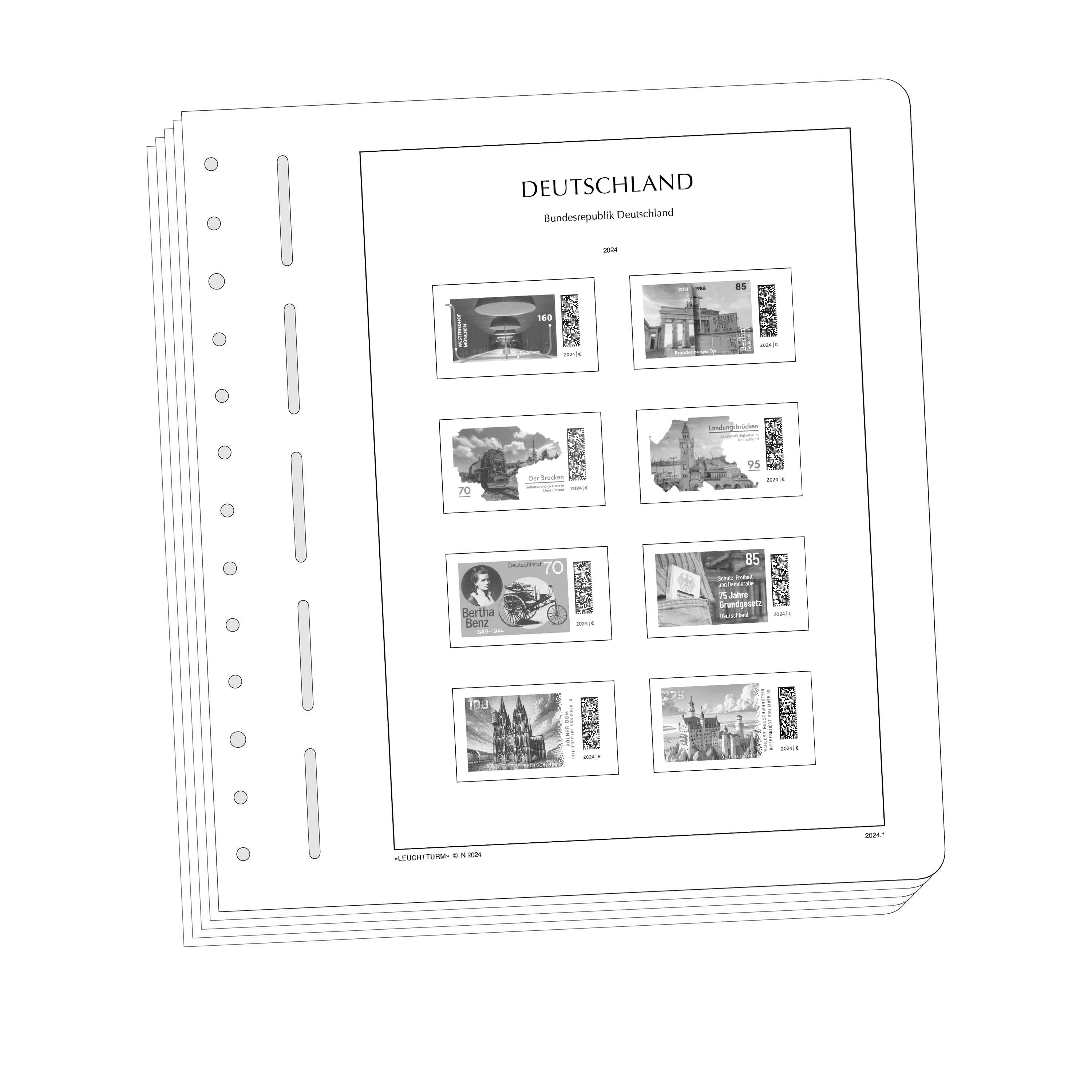 Lighthouse Illustrated album pages with stamp mounts Federal Republic ...